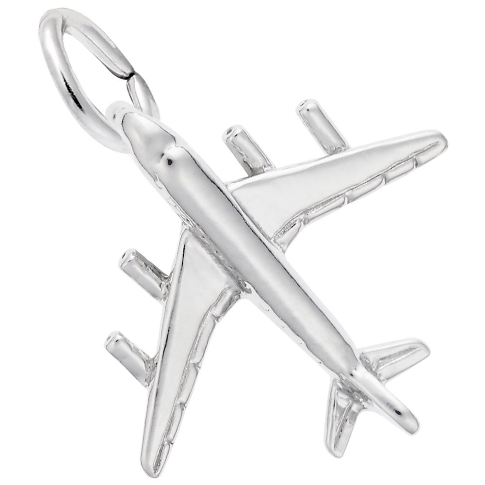 Airplane Charm in Sterling Silver, Charms for Bracelets and Necklaces