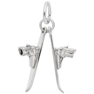 skis charm in sterling silver, charms for bracelets and necklaces