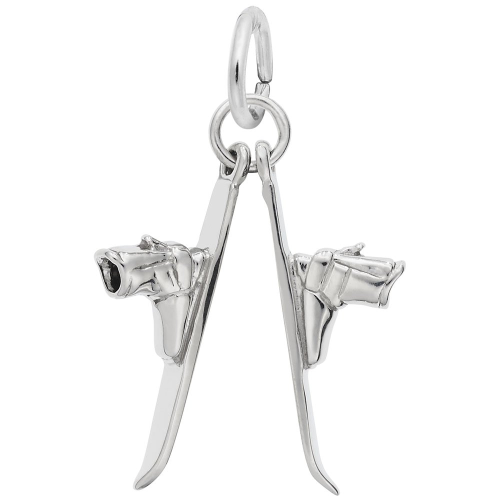 Skis Charm In Sterling Silver, Charms for Bracelets and Necklaces