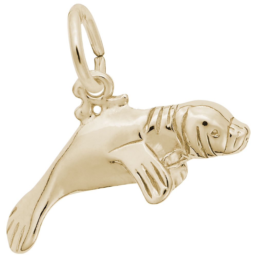 10k Yellow Gold Manatee Charm, Charms for Bracelets and Necklaces