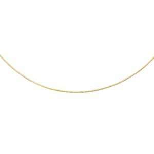 14k yellow solid gold round omega 1.5mm chain 16" long snake necklace with screw-off-lock