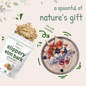 Micro Ingredients Sustainably US Grown, Organic Slippery Elm Bark Powder, 1 Pound (648 Servings), Helps Soothe The Throat and Coughing, No Irradiated, No Contaminated, No GMOs, Pet Friendly