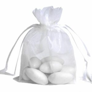 TABLECLOTHSFACTORY 10PCS WHITE Organza Gift Bag Drawstring Pouch Wedding Favors Bridal Shower Treat Jewelry Bags - 3"x4"