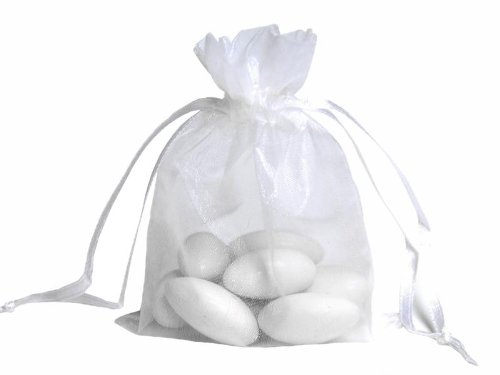 TABLECLOTHSFACTORY 10PCS WHITE Organza Gift Bag Drawstring Pouch Wedding Favors Bridal Shower Treat Jewelry Bags - 3"x4"