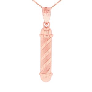 calirosejewelry 14k gold barber shop pole light pendant necklace (18, rose-gold)