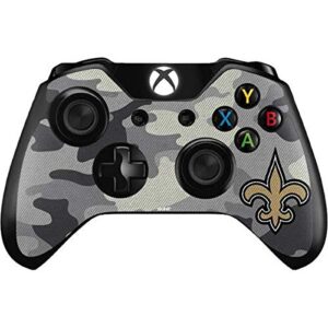 skinit decal gaming skin compatible with xbox one controller - officially licensed nfl new orleans saints camo design