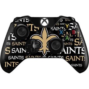 skinit decal gaming skin compatible with xbox one controller - officially licensed nfl new orleans saints black blast design