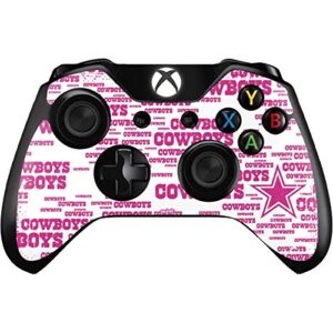 skinit decal gaming skin compatible with xbox one controller - officially licensed nfl dallas cowboys pink blast design