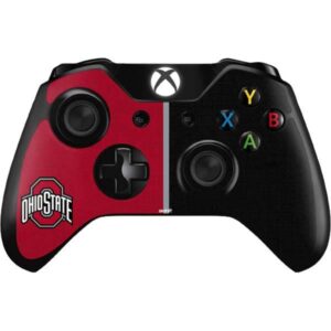 skinit decal gaming skin compatible with xbox one controller - officially licensed ohio state university osu ohio state buckeyes split design