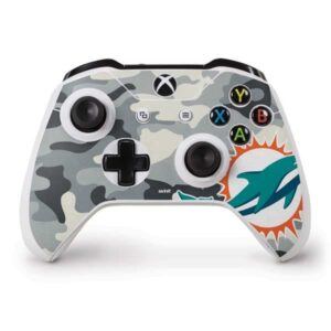 skinit decal gaming skin compatible with xbox one s controller - officially licensed nfl miami dolphins camo design