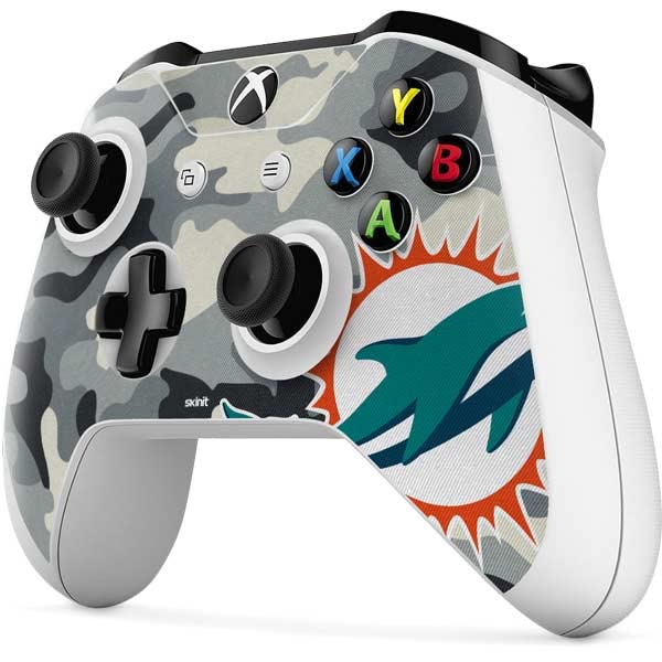 Skinit Decal Gaming Skin compatible with Xbox One S Controller - Officially Licensed NFL Miami Dolphins Camo Design