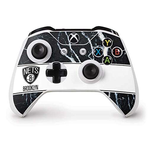 Skinit Decal Gaming Skin Compatible with Xbox One S Controller - Officially Licensed NBA Brooklyn Nets Marble Design