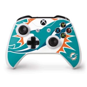 skinit decal gaming skin compatible with xbox one s controller - officially licensed nfl miami dolphins large logo design