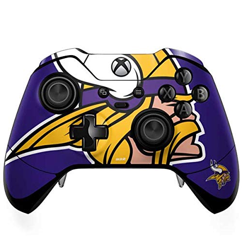 Skinit Decal Gaming Skin compatible with Xbox One Elite Controller - Officially Licensed NFL Minnesota Vikings Retro Logo Design