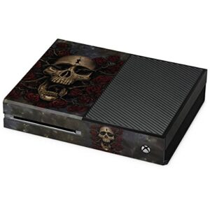 skinit decal gaming skin compatible with xbox one console - officially licensed liquid blue skull entwined with roses design