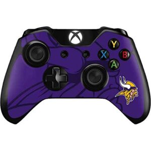 skinit decal gaming skin compatible with xbox one controller - officially licensed nfl minnesota vikings double vision design