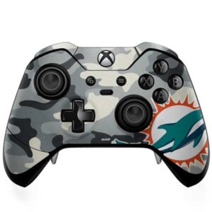 skinit decal gaming skin compatible with xbox one elite controller - officially licensed nfl miami dolphins camo design