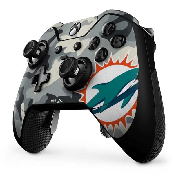 Skinit Decal Gaming Skin compatible with Xbox One Elite Controller - Officially Licensed NFL Miami Dolphins Camo Design