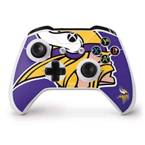 skinit decal gaming skin compatible with xbox one s controller - officially licensed nfl minnesota vikings retro logo design