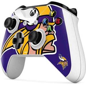 Skinit Decal Gaming Skin compatible with Xbox One S Controller - Officially Licensed NFL Minnesota Vikings Retro Logo Design