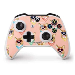 skinit decal gaming skin compatible with xbox one s controller - officially licensed bouffants and broken hearts corgi love design