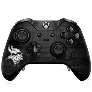 skinit decal gaming skin compatible with xbox one elite controller - officially licensed nfl minnesota vikings black & white design