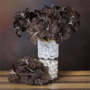 tableclothsfactory 60 easter artificial lilies wedding flowers wholesale supplies - chocolate brown