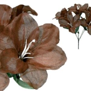 TABLECLOTHSFACTORY 60 Easter Artificial Lilies Wedding Flowers Wholesale Supplies - Chocolate Brown