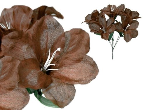 TABLECLOTHSFACTORY 60 Easter Artificial Lilies Wedding Flowers Wholesale Supplies - Chocolate Brown