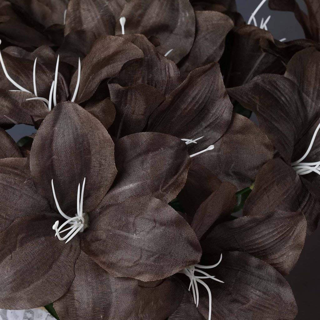 TABLECLOTHSFACTORY 60 Easter Artificial Lilies Wedding Flowers Wholesale Supplies - Chocolate Brown