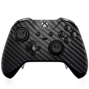 skinit decal gaming skin compatible with xbox one elite controller - black carbon fiber specialty texture material design