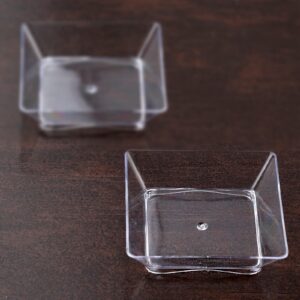 tableclothsfactory 250pcs - clear 2.25" x 2.25" appealing mini square disposable plastic dessert plate