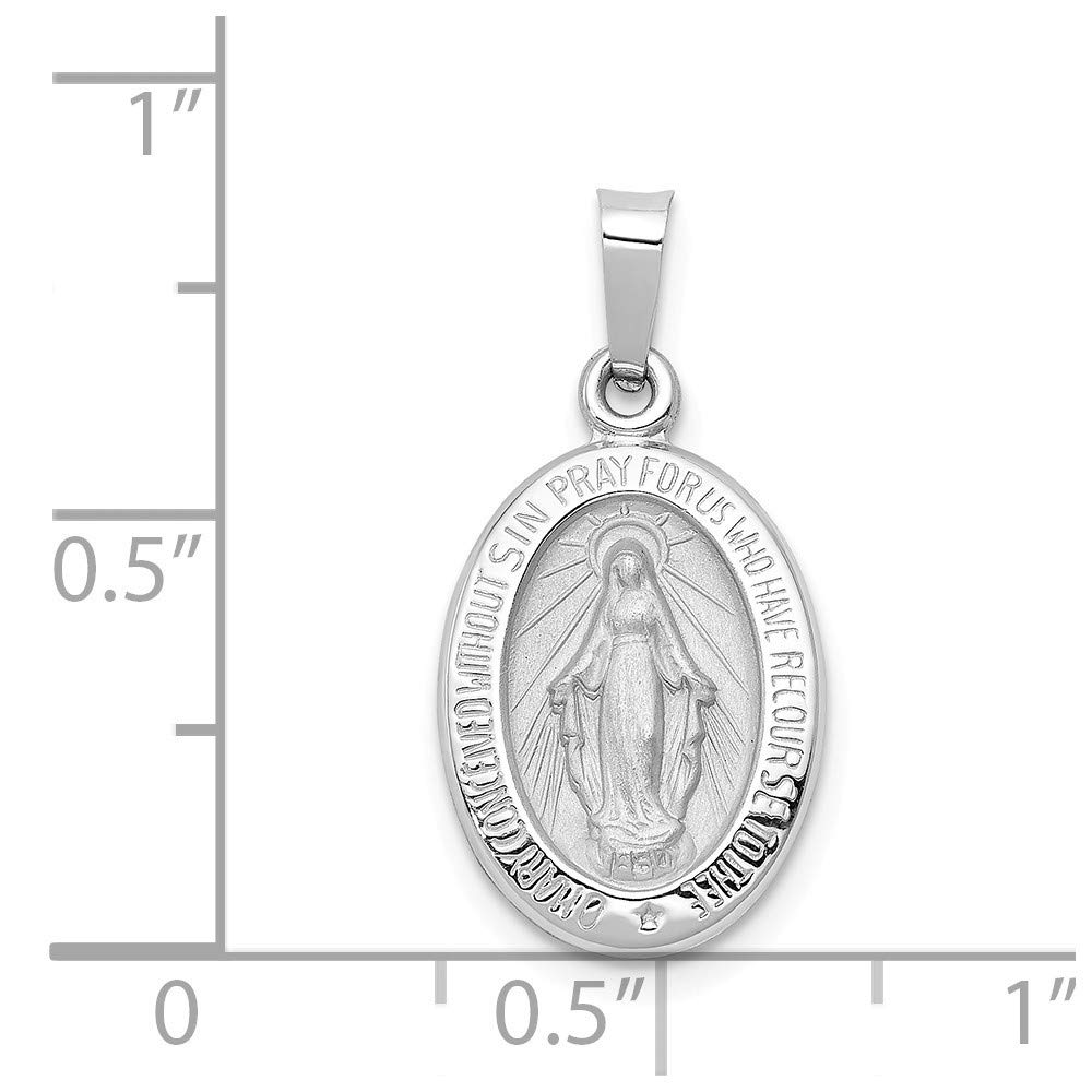 Roy Rose Jewelry 14K White Gold Polished and Satin Miraculous Medal Pendant 11mm width