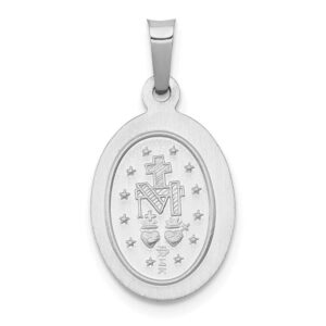 Roy Rose Jewelry 14K White Gold Polished and Satin Miraculous Medal Pendant 11mm width