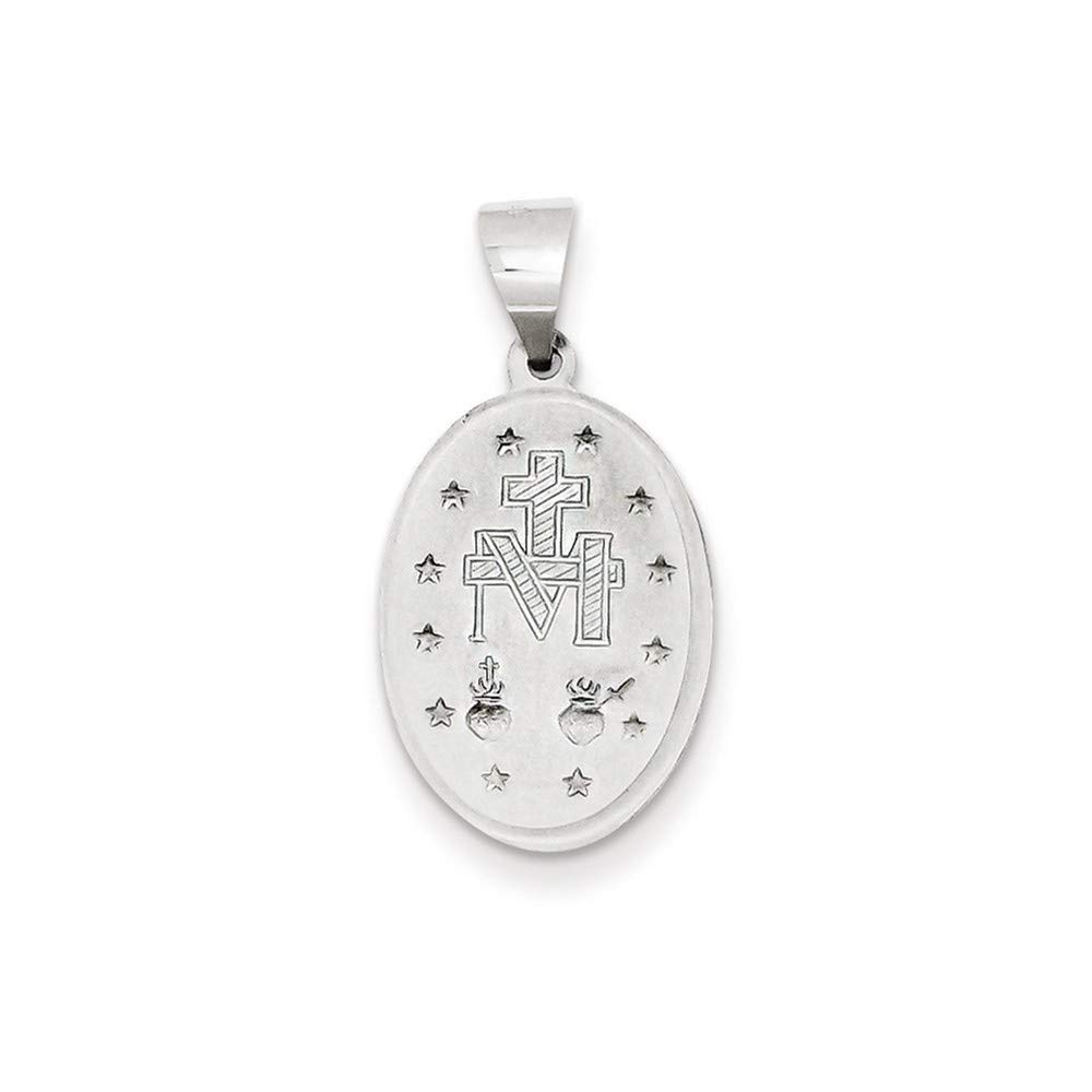 Roy Rose Jewelry 14K White Gold Polished and Satin Miraculous Medal Pendant 11mm width