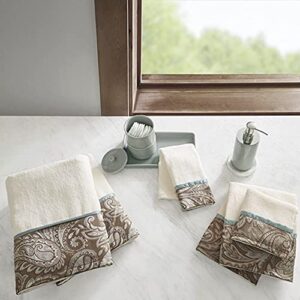 madison park - mp73-5310 aubrey 6 piece jacquard set for bathroom, 2 bath hand towels, 2 washcloths, spa luxurious textured design, see below, blue