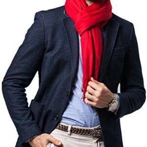 Shubb Men's Scarf, Soft and Warm Cashmere Feel Scarf for Men Winter Scarves Long, Red