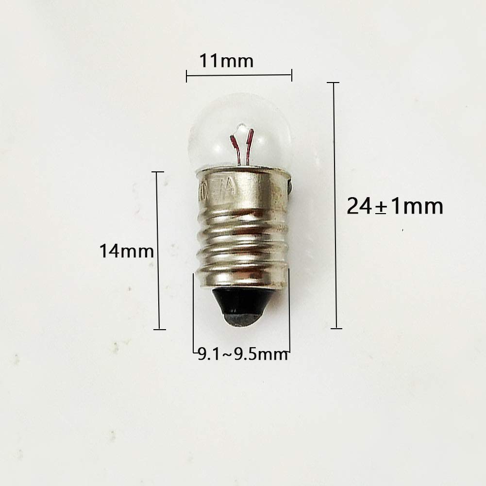 10x E10 6V / 0.5A 3W Light Bulb Miniature Screw Base Lamp Flashlight Torch Experiment Work Light (Box of 10)