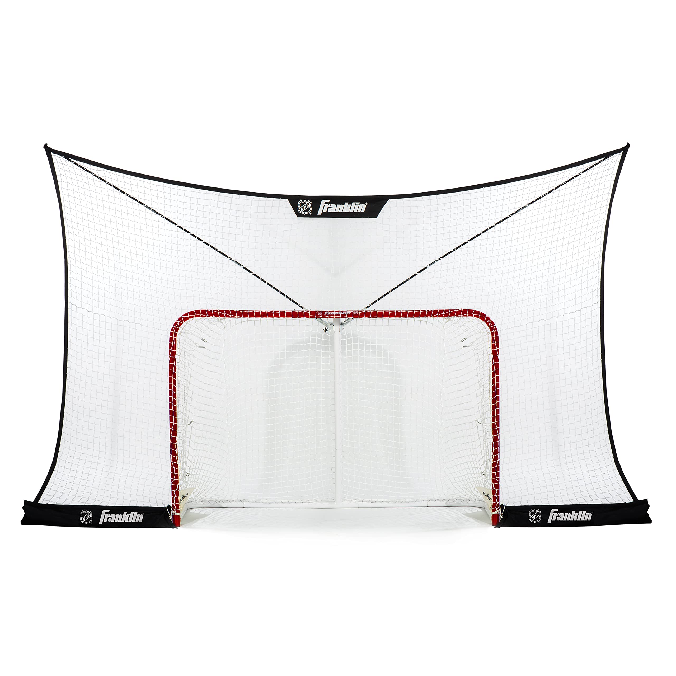 Franklin Sports NHL Hockey Goal Backstop Net - Fibertech Street Hockey Sports Backstop Netting - Large Size Target Net - 12' x 7',Black