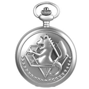 sibosun fullmetal alchemist pocket watch with chain box for cosplay accessories anime, the alchemist pocket watch