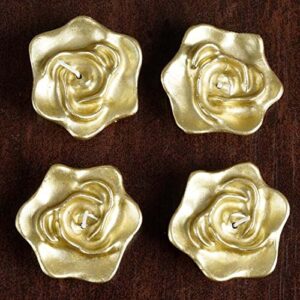 TABLECLOTHSFACTORY Gold Floating Rose Candle-4/pk