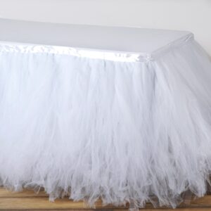 tableclothsfactory 17ft full size 8 layer fluffy tulle - tutu table skirt - white