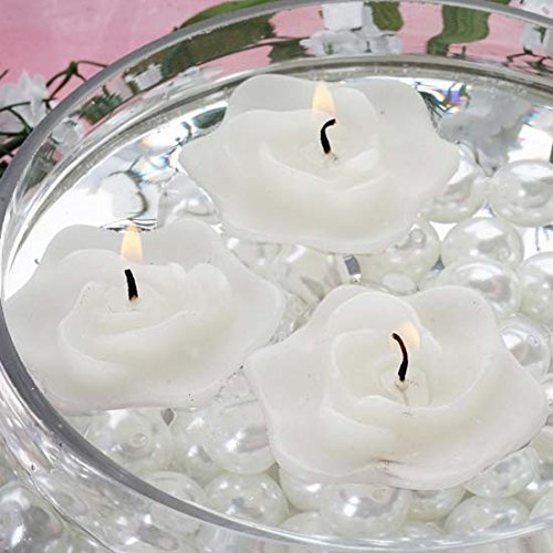 TABLECLOTHSFACTORY White Floating Rose Candle-20/pk