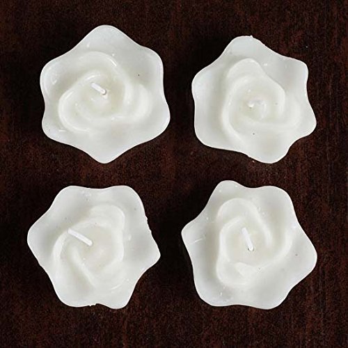 TABLECLOTHSFACTORY White Floating Rose Candle-20/pk