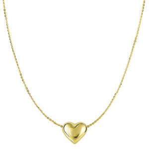 jewelry affairs 10k real gold puffed heart pendant necklace, 18" (yellow gold, 10k)