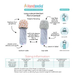 Handsocks Plushy Stay On Strap-Free No-Scratch & Warmth Mittens (Medium 6-12 Months. Bicep Size Should be Bicep 5.0"-8.0"), Olivia (Grey/Yellow Elephant) - One Pair