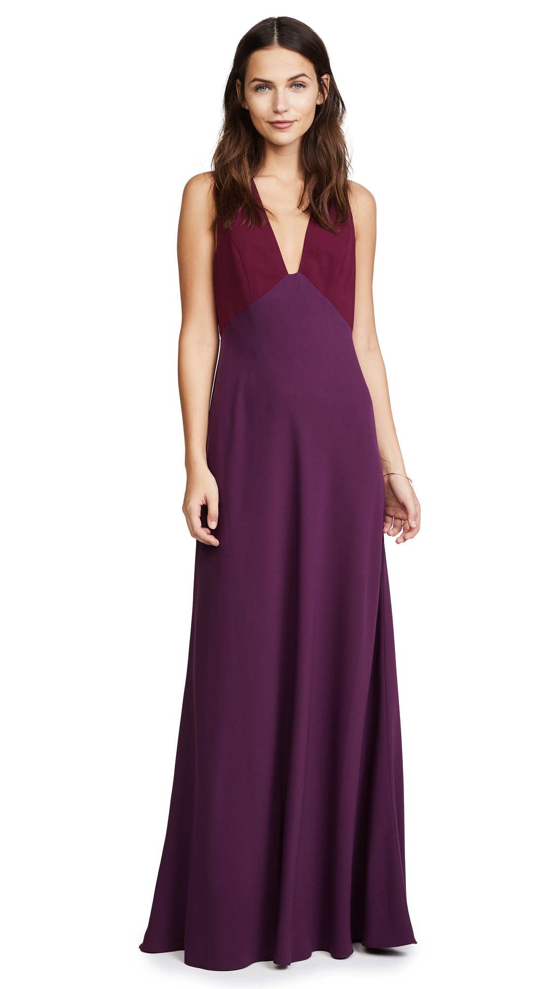 Jill Jill Stuart Women's Two Tone Vneck, Black Currant/Concord Grape, 12