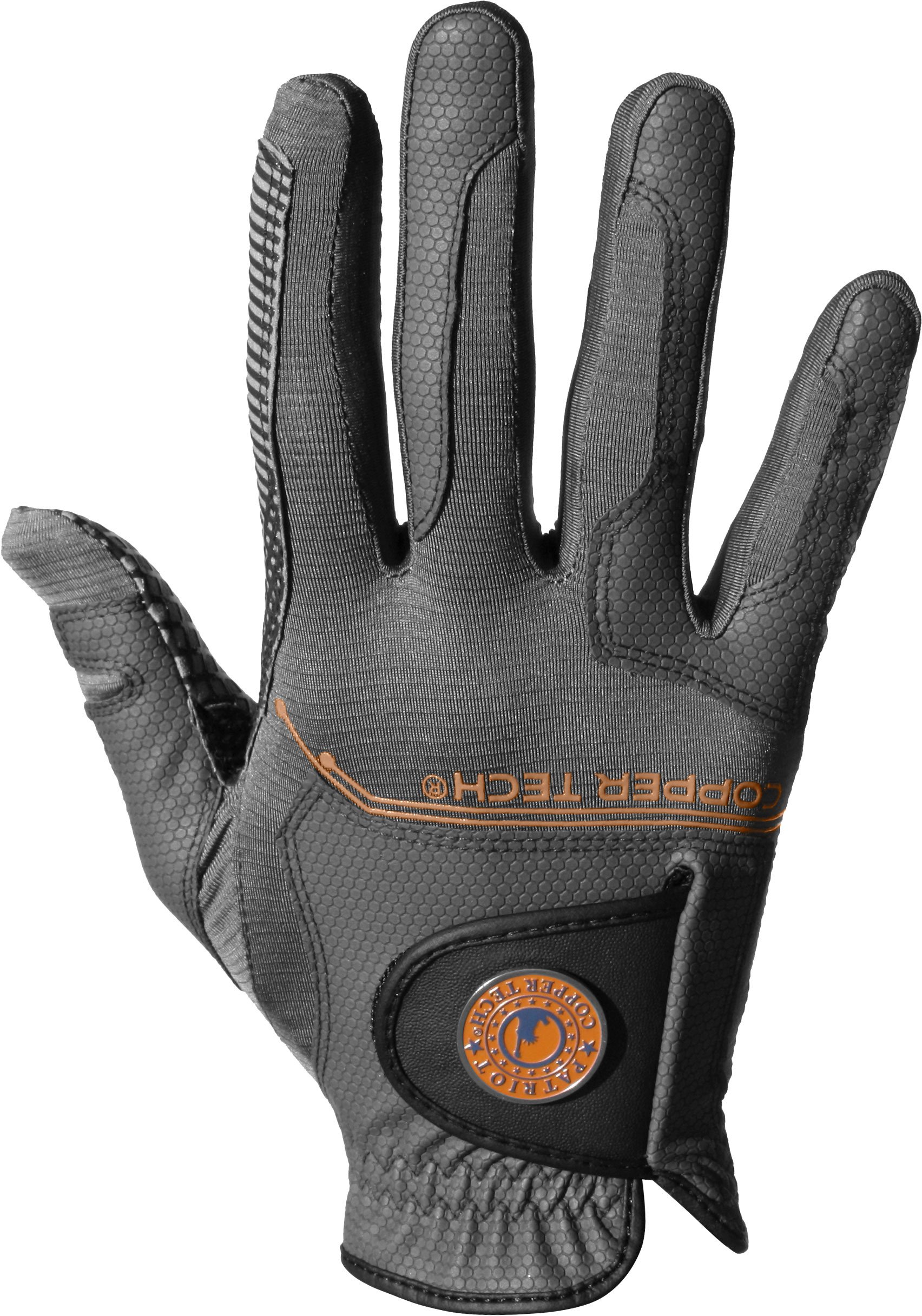 Copper Tech Gloves Men's COPCOMBICHGYMR Golf Glove with Spider Tacky Grip, One Size, Charcoal/Gray