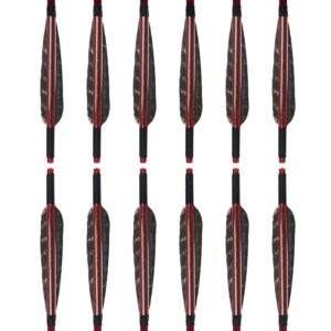 zzuus 34" Wooden Arrows 3 Eagle Feathers Fletching Traditional Target Arrows for Recurve Bow or Longbow Beginner Red Brown Polished Shaft Hunting Target Practice Arrow (6Pcs)