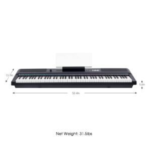 The ONE Portable Digital Piano, 88 Keys Piano Keyboard with Hammer Action Keys for Beginner/Professional, Full Size Weighted Keyboard with Music Stand, Teaching LED Lights & Piano App